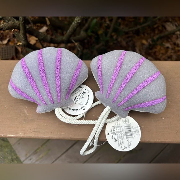 Bath | Purple And Gray Shell Bath Sponges | Poshmark